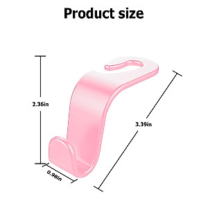Moly Magnolia Car Seat Headrest Hook, 4PCS Multifunctional Auto Backseat Hangers, Vehicle Storage Organizer for Purse, Coat, Umbrella, Grocery, Bag, Handbag (Pink)