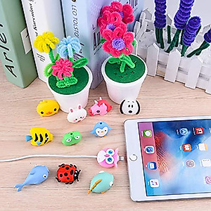 TUPARKA 18 Pcs Cable Protector for iPhone/ipad USB Lightning Cable, Plastic Cute Fish Unicorn Animals Charging Cable Saver, Phone Accessory Protect USB Charger
