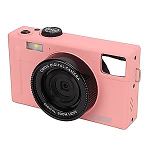 1080P FHD Micro Single Camera, 16X Digital Zoom, 24MP, 3 Inch LCD Display Monitor, PC Camera, Rechargeable Battery, Portable Video Camera with 1/4 Inch Screw Port 3.5mm External Microphone Port(Pink)