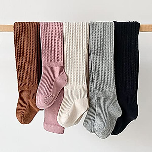 4/5 Pack Baby Girls Cable Knit Tights Cotton Rich Toddler Footed Stockings Thick Winter School Leggings Dance Pantyhose
