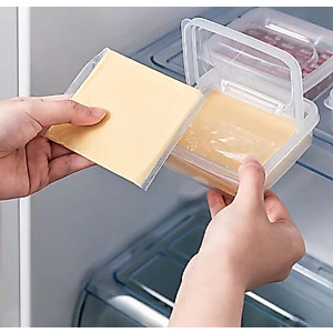 MASINIES Slice Cheese Container for Fridge Ham Sausage Slice Storage Box, Vegetable and Fruit Fresh-Keeping Box, Portable Leakproof Clear Cheese Organiser with Flip Lid