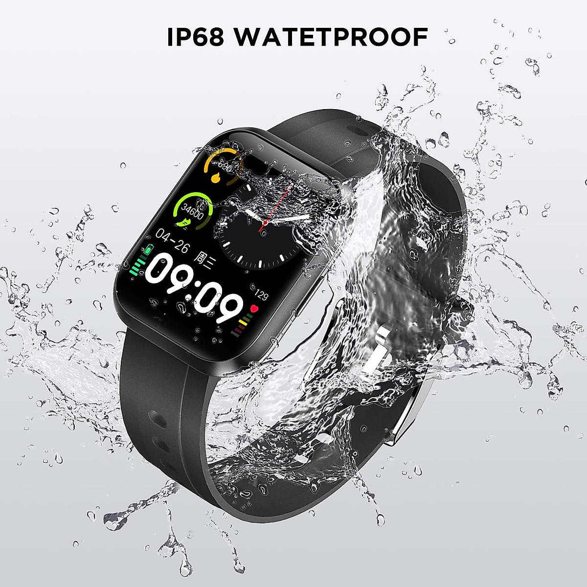 omthing Smart Watch, Fitness Tracker with Heart Rate and Sleep Monitor, 20 Sports Modes, IP68 Waterproof Pedometer, 1.65" Full Touch Screen, Activity Tracker Compatible with Android iOS