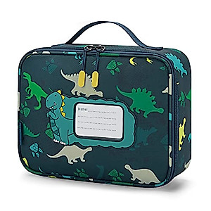 TOURIT Kids Lunch Bag Double Insulated Kids Lunch Box with ID Tags Lightweight Lunch Bag for Kids Meal Containers for Boys & Girls to School Picnics, Dinosaur