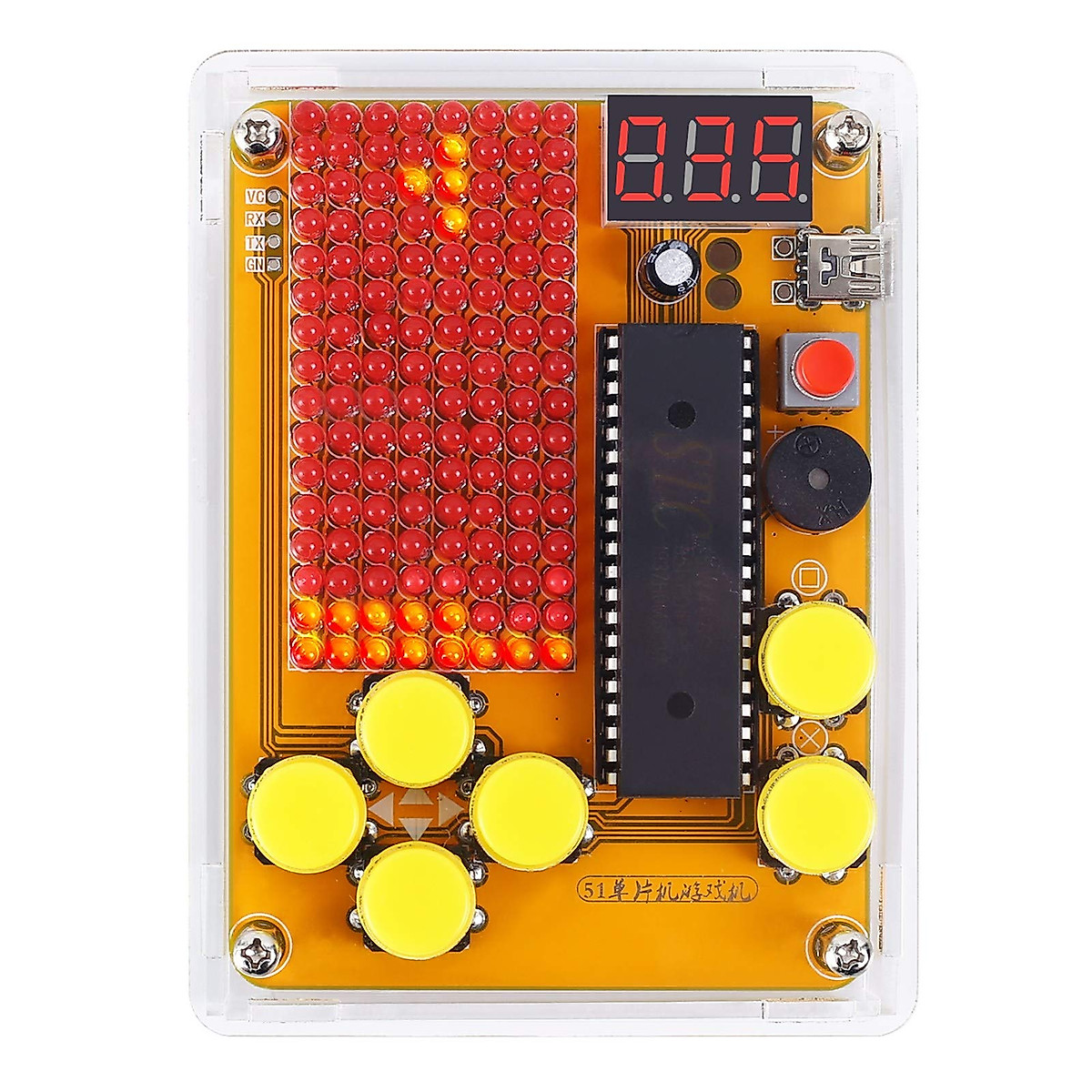 Simple Hand-held LED Game Console DIY Soldering Practice Kit Electronics Soldering Learning Classic Game Kit with Clear Acrylic Case