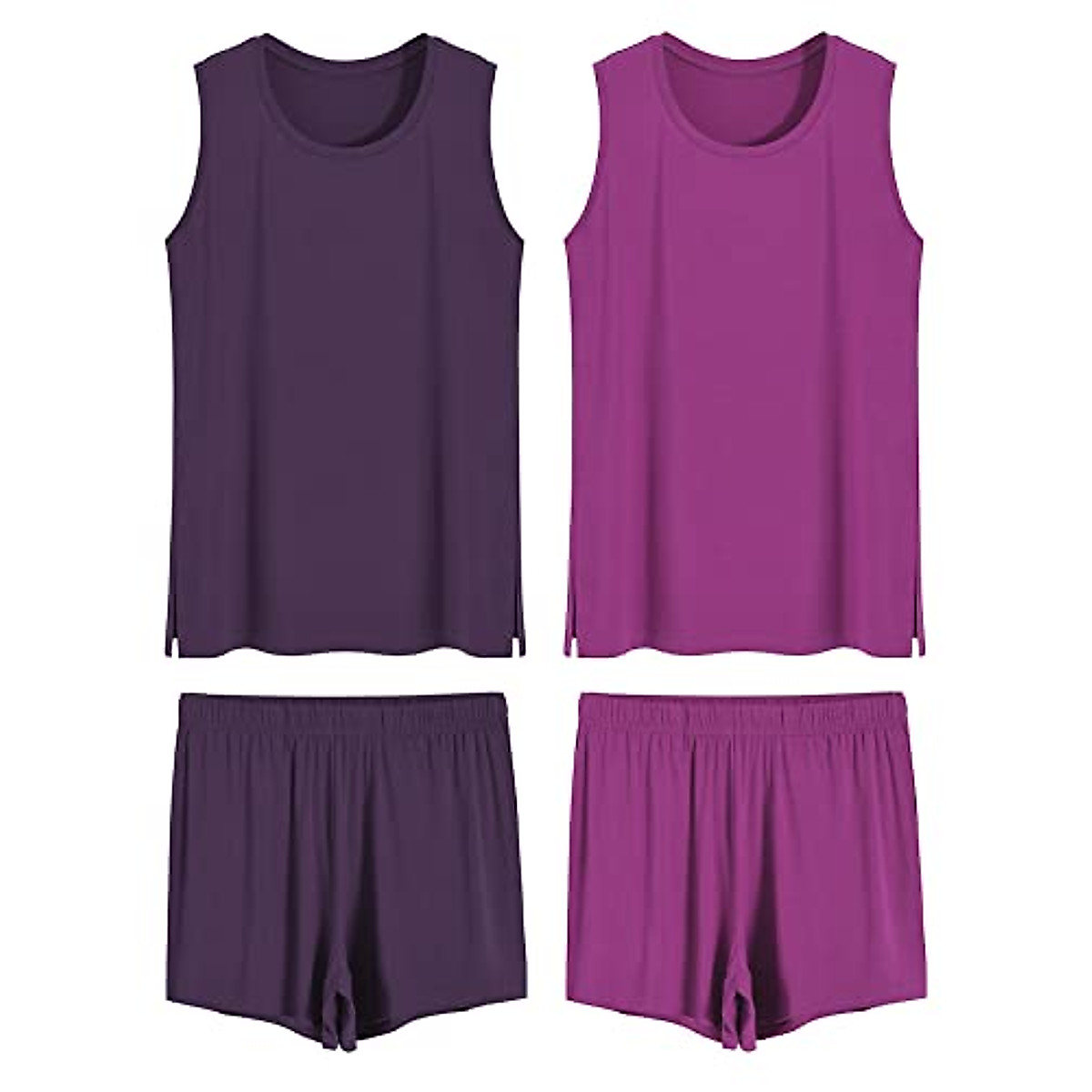 Latuza Women's Viscose Tank Top Shorts Lounge Set XL Eggplant Boysenberry