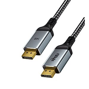 fairikabe DisplayPort 1.4 Cable, DP 8K Cable 6.6ft (8K@60Hz, 4K@144Hz, 2K@240Hz), Display Port Cable 1.4 Support 32.4Gbit/s, HDR 10, HBR3, FreeSync, G-sync, DSC1.2