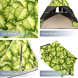 Y-DSIWX Guinea Pig House Bed, Rabbit Large Hideout, Small Animals Nest Hamster Cage Habitats Green Leaves