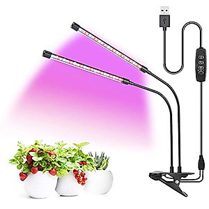 LED Plant Grow Lights for Indoor Plants 40 LED Full Spectrum Dual Head Plant Lights, 3 Switch Modes, 3/9/12H Timer, 9 Dimmable Brightness Growth Lamp for Indoor Succulent, Vegetables