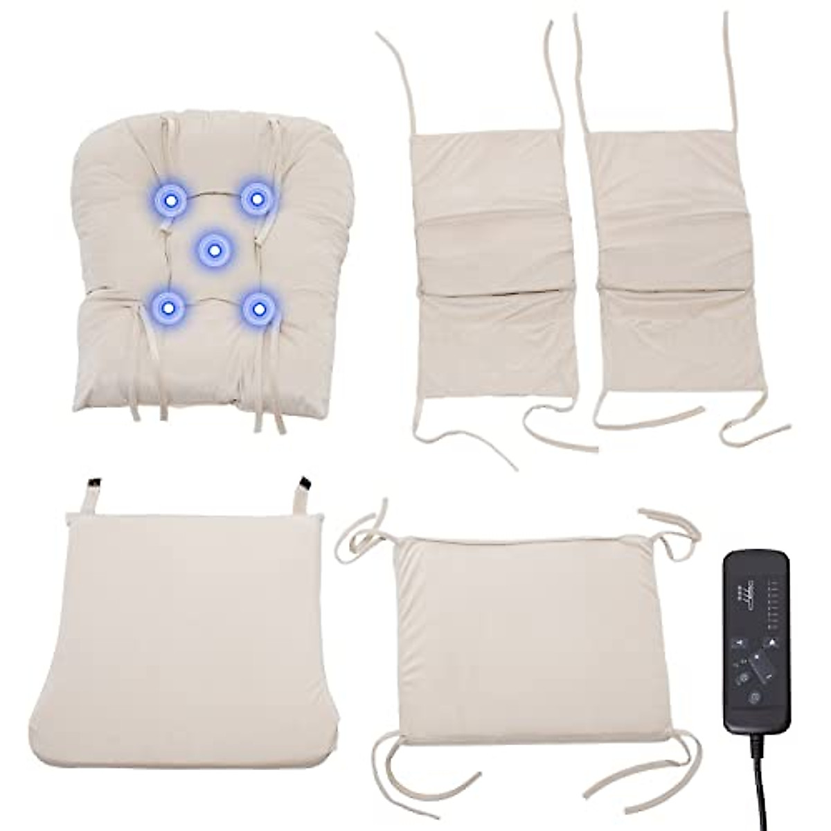 Paddie Beige Massage Glider Rocker Replacement Cushions with Storage Velvet Washable Non Slip for Glider Rocking Chair, 5PCS