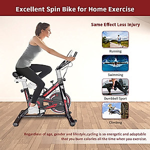 Exercise Bike Stationary Indoor Cycling Bike, Belt Drive with Heart Rate, Soft Adjustable Seat, 3 Modes Handlebar, Tablet Holder, 36LBs Flywheel Stable Quiet Smooth for Man Women Home Cardio Workout