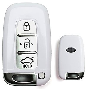iJDMTOY (1) Exact Fit Gloss Metallic Pearl White Smart Remote Key Fob Shell Compatible With Hyundai Veloster Sonata Elantra Genesis Kia Optima Forte (double check the year/fitment in description)