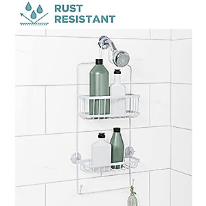 Zenna Home Hanging Over-the-Shower Caddy, 2 Baskets, White