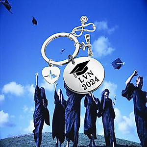 LQRI LVN 2024 Keychain LVN Licensed Vocational Nurse Gifts Medical Caduceus Jewelry LVN Keychain Gift LVN Graduation Gift(LVN)