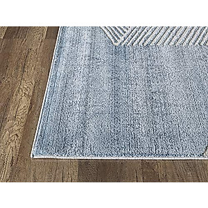 Abani Rugs Blue & Beige Diagonal Lines Area Rug Modern Style, Vista Collection | Turkish Made Superior Comfort & Construction | Stain Shedding Resistant, 7'9" x 10'2" Rectangle