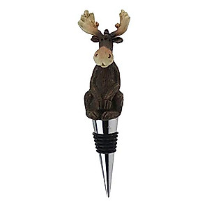 Moose Wine Stopper Bottle Topper, Collectible Lodge Decor, 7-inch