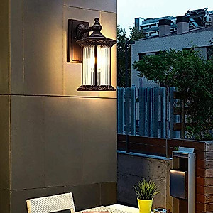 ZPTECH Outdoor wall light 32CM Transparent Glass Outdoor Wall Sconce Lights IP65 Waterproof Landscape Wall Lights Aluminum Home Villa Porch Garden Exterior Wall Lamps Rustic Courtyard Terrace Wall Dec