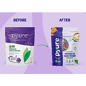 Pyure Organic Stevia Blend Granulated All-Purpose - White Sugar Substitute, Zero Carb, Zero Sugar, Zero Calorie, Plant-Based Stevia Sweetener for Keto Friendly Food, 1.5 lb (24 oz)