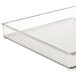 iDesign Plastic Refrigerator and Freezer Storage Organizer Tray with Handle for Kitchen, Pantry, Shelf, Counter, BPA-Free, 14.5" x 12" x 2", Clear