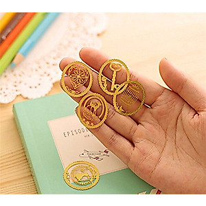 yueton Pack of 7 Mini Hollow Golden Metal Bookmarks Book Note Pad Memo Marker Label