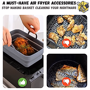 Healthy BEE - Air Fryer Liners- Silicone -2Pcs Air Fryer Silicone Pot/Liners Reusable Food Safe Non Stick Air Fryer, OVEN, MICROWAVE, STEAMER, DISHWASHER, Basket Accessories for Ninja Dual Dz201
