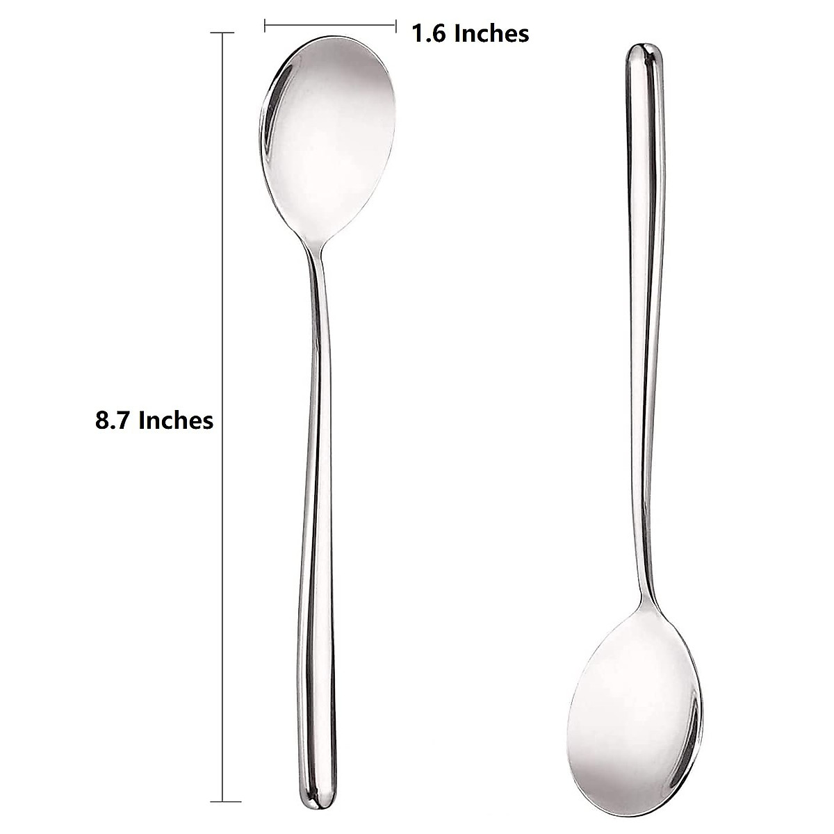 Korean Spoon,Stainless Steel Long Handle Soup Spoons,Long Tablespoon,Coffee Spoon,Silver,Pack of 5 (8.7x1.6 inches)