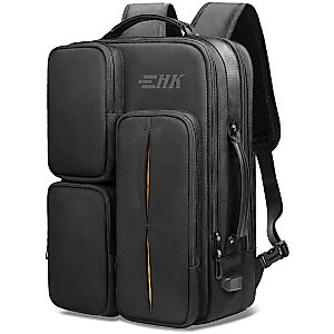 Laptop Backpack for Men 17 Inch, Durable and Lightweight Personal Item Travel Backpack, Computer Backpack with Charger Port, Suitcase Tech Backpack for College Business Office and Work, Black