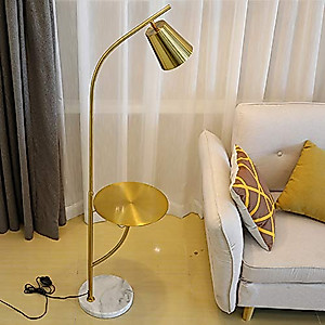 Hsyile Lighting KU300214 Creative Bedroom & Living Room Floor Lamp with a Table,Office and Reading Light - E26 Bulb - Brushed Antique Brass Finish