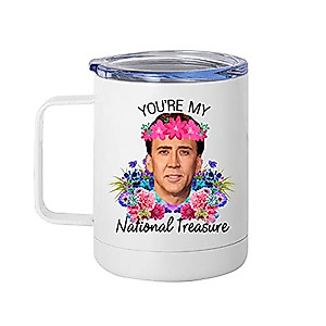 Nicolas Mug Stainless Steel Coffee Mug Nicolas Cage Themed You're My National Treasure Coffee Cup Travel Mug for Women Men Personalized Gift for Mom Dad 11 Ounce