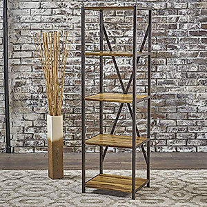 Christopher Knight Home Roney Acacia Wood Bookcase with Iron Accents, 17", Natural Stained With Rustic Metal