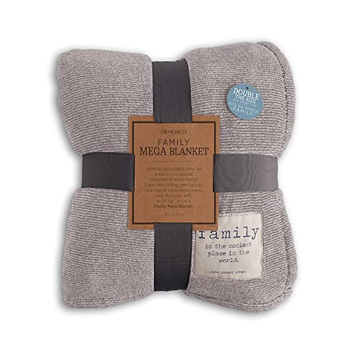 DEMDACO Coziest Place in The World Grey 60 x 70 Polyester Knit Mega Family Throw Blanket