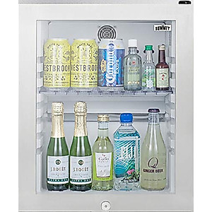 Summit Appliance MB13GST Compact Minibar with Glass Door, Seamless Stainless Steel Trim, Digital Controls, Automatic Defrost, Interior LED Light, Front Lock and Black Cabinet