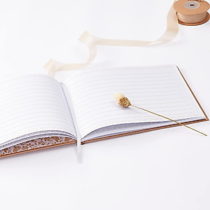 TRULIVA Rustic Wedding Guest Book, Sign in Guestbook for Wedding Reception, Kraft Paper Hard Cover, 7" x 9" (Unlined Guestbook)