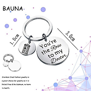 BAUNA Movie Inspired Keychain with Police Box Charm You're the Doctor to my Rose Couple Gift Keychain Set for 2