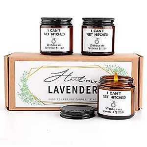 Lavender Scented Candles Set of 3, Bridesmaid Proposal Gifts, Maid Matron of Honor Proposal Gifts, Funny Bridesmaid Gift for Wedding Day, Bachelorette Party, Soy Wax Jar Candle 4oz x 3