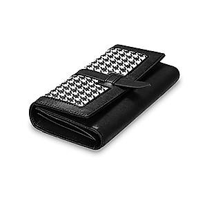 Solaround Leather Wallets for Women Tri-fold Large Capacity Clutch Wallet (Clutch, Black)