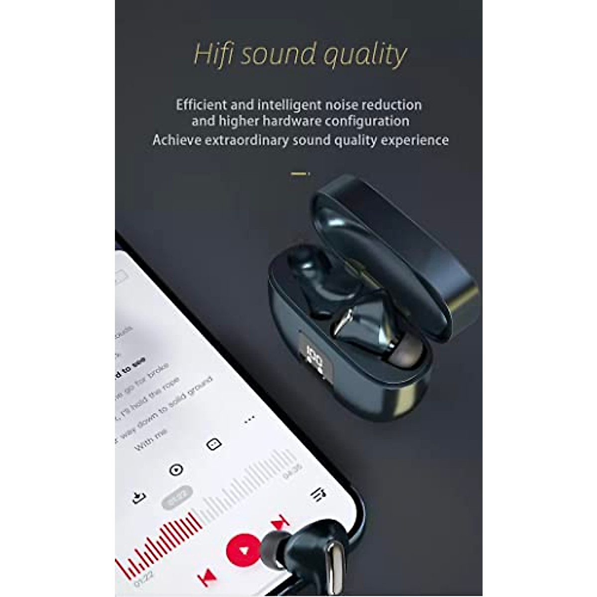 Wireless Bluetooth Earbuds Headphones in Ear with Mic.Touch Control LED Display (Black) High Sound Quality Wireless Earbud, Deep Bass Stereo Bluetooth Earbud with HD Mic(Blue) (AC697N)