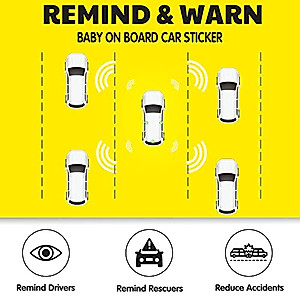 Honitra 4PCS Baby On Board Sticker for Cars, Waterproof Baby On Board Sign, Reflective Strip Baby On Board Sticker for Remind Driver, Dinosaur Pattern car stickers - Not Fade Easily, Baby On Board Need