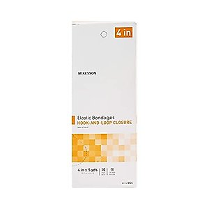 McKesson Elastic Bandage, Non-Sterile, Hook and Loop Closure, 4 in x 5 yds, 10 Count, 1 Pack