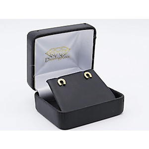 Dazzlingrock Collection 0.13 Carat (ctw) 14K Round White Diamond Ladies Horse Shoe Earrings, Yellow Gold