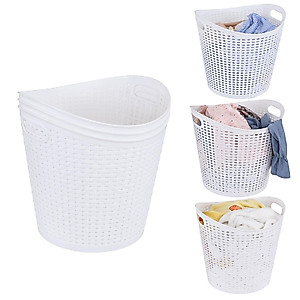 Sadstory 40 L Plastic Laundry Hamper, Large Plastic Storage Baskets, White, 6 Packs
