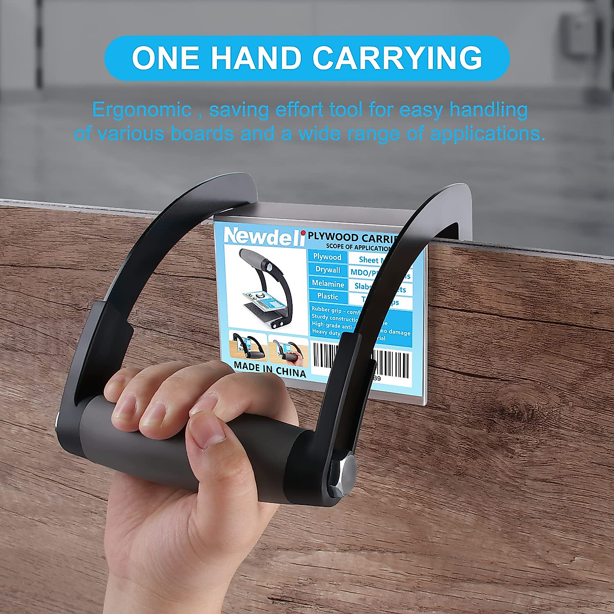 Newdeli Plywood Carrier, Panel Carrier, Drywall Carrying Tool Plywood Lifting Tool for Wood, Synthetic Cement Board - Clamping Thickness up to 3/4 inch