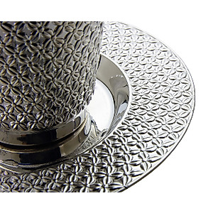 Exquisite 100 Pcs - 50 Sets of 5.5 oz Disposable Plastic Kiddush Cup and Tatz Silver Cup and Saucer Set for Passover, Shabbat, Wedding, Brit and Year Round - Bulk Pack