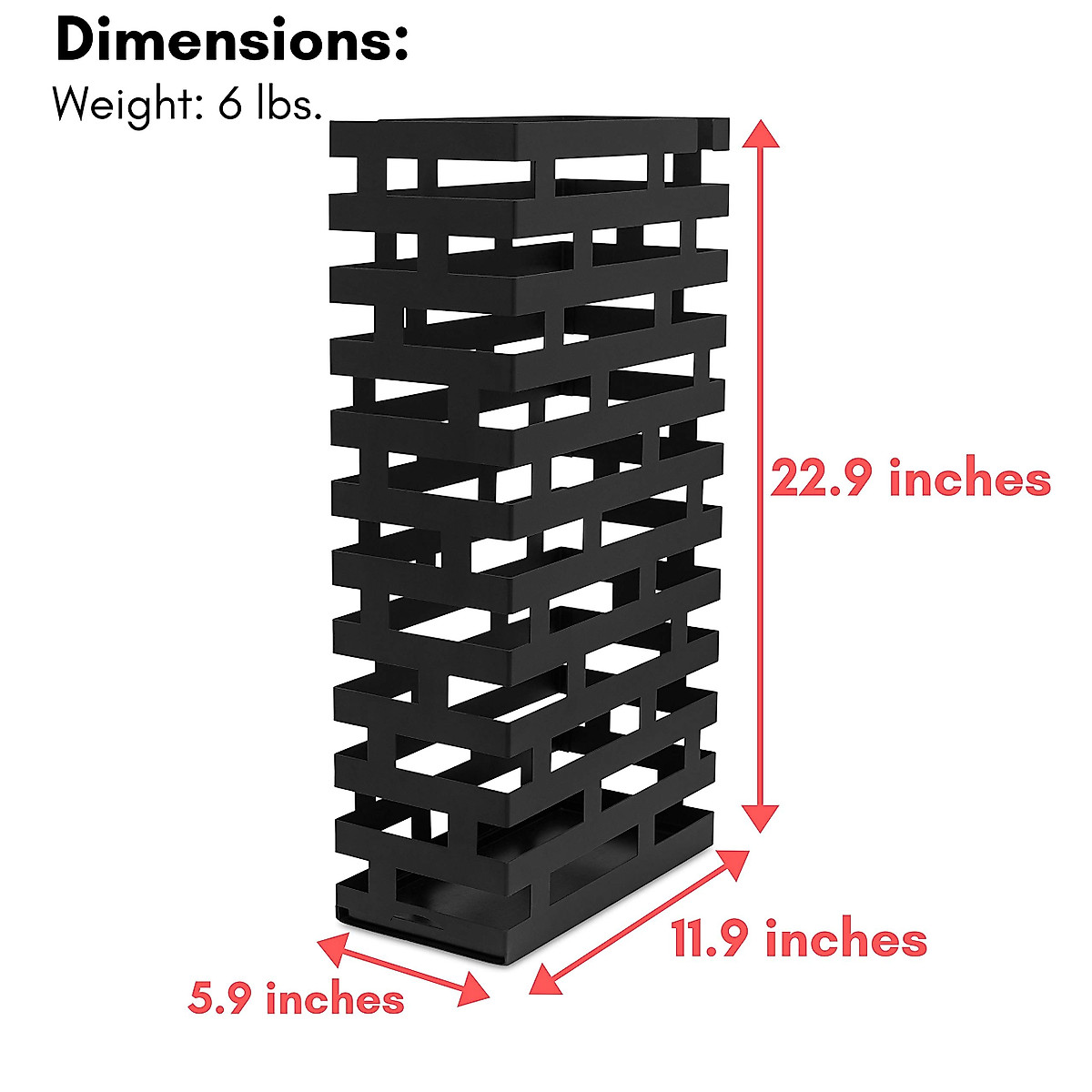 BIRDROCK HOME Umbrella Holder Stand with Removable Water Tray - Large - Rain Collection - Entryway - Decorative Metal Freestanding Rack Organizer - Cane Walking Stick Holder Black