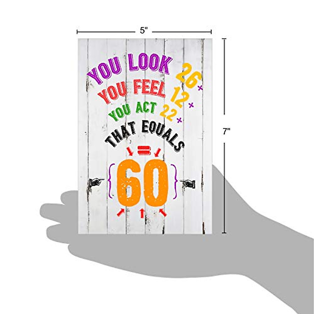 NobleWorks - 60th Milestone Birthday Card with Envelope - Fun Notecard for 60 Year Old, Stationery Congrats - Age Equation 60 C7194MBG