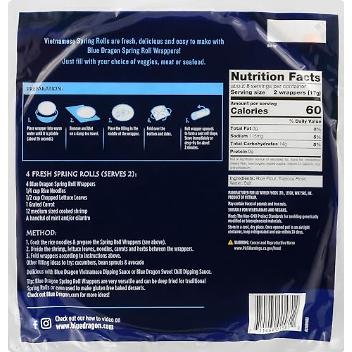 Blue Dragon Spring Roll Wrapper oz, 4.7 Ounce