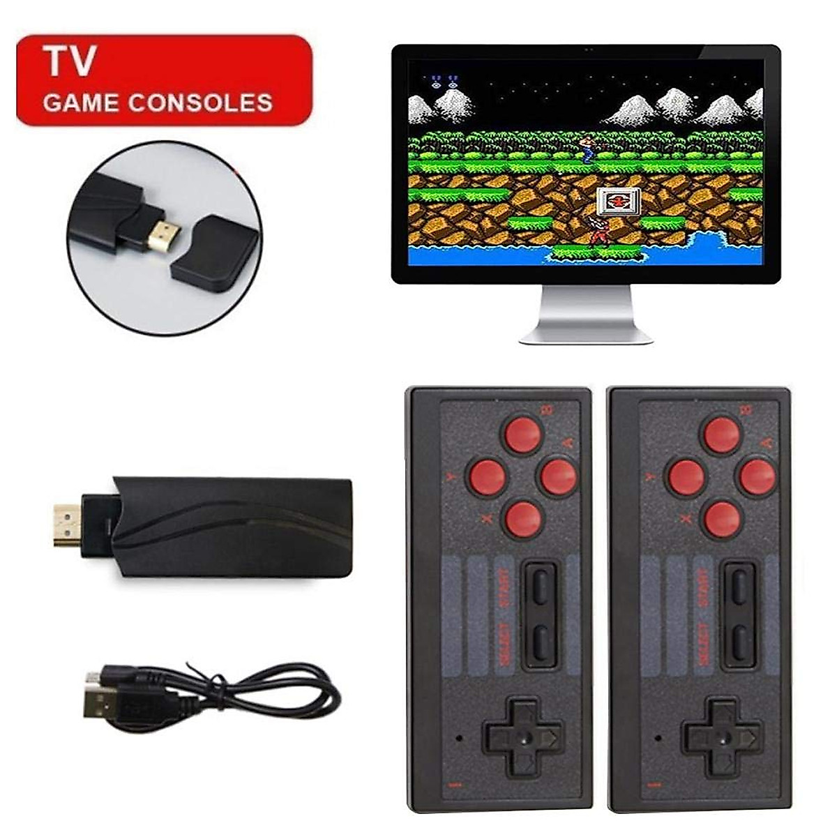 Retro Game Console, 4K HDMI HD Built-in 628 Classic Video Games USB Handheld Retro Gamepad Controller, Home HD Y2 Classic Video TV Game Box Controller