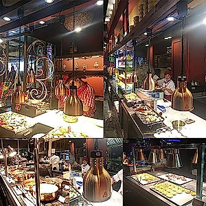 175 mm Hanging Food Warmer Lamp, Food Heat Lamp, Keep Food Warmer, Buffet Server Grill Lightweight Food Insulation Lamp for Hotel Restaurant Bar Kitchen (Color : Black)