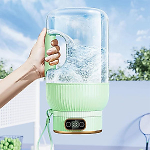 Ovidian Juicer Cup, Yulyoie Multifunctional Portable Juicer Cup with Digital Display,40.6oz Portable Smoothie Blender on the Go, USB Rechargeable for Shakes,Smoothies,Fruits,Veggies (2PCS Blue)