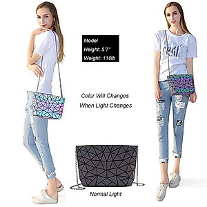 DIOMO Geometric Luminous Purses and Handbags for Women Holographic Reflactive Crossbody Bag (Green X)