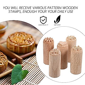 VILLCASE 2cm Wooden Stamp Clay Decorative Stamp Pottery Tool Stamp Homemade Pasta Tools Round Shape Printing Stamp Pottery Stamp Stamps for Textured Hand Roller DIY Tools Cookies Moon Cake